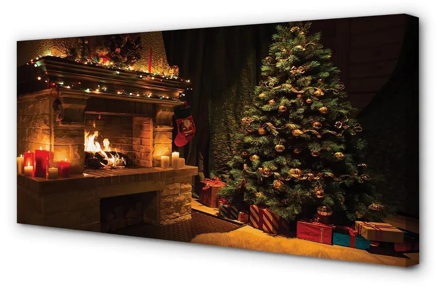 Obrazy na plátně Vánočních ozdob krbové dárky 140x70 cm