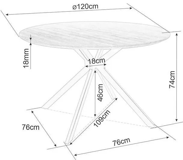 Jídelní stůl Aster 120 cm, ořech / černá