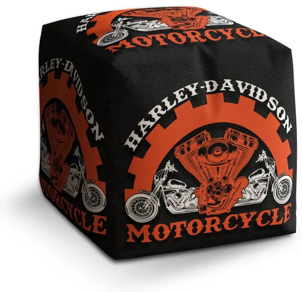 Sablio Taburet Cube Harley-Davidson motor Černé pozadí: 40x40x40 cm