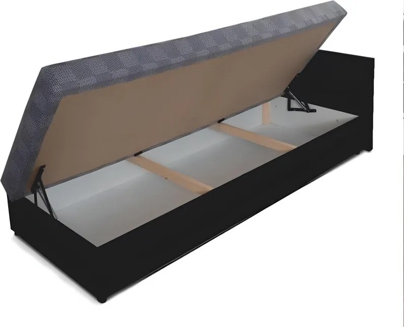 Válenda JUDIT 80x200 s úložným prostorem, levé provedení, látka Mura černá/vzor M 35 Kondela 0000186818