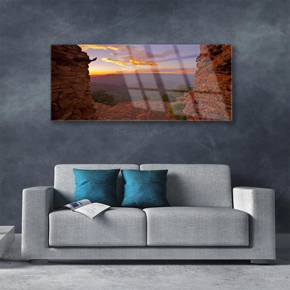 akrylový obraz Skála Mraky Nebe Krajina 120x60 cm