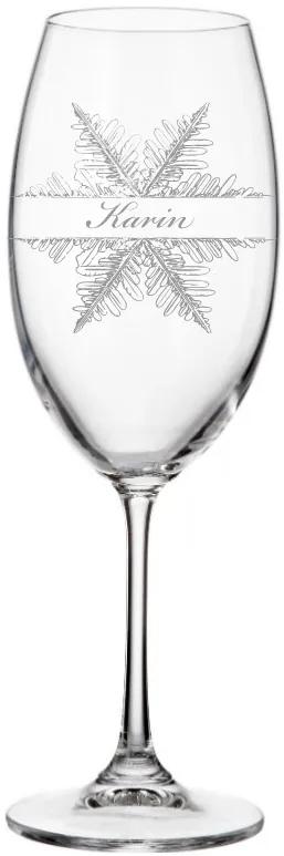 Dekorant Vánoční sklenička na bíle víno VLOČKA 1KS