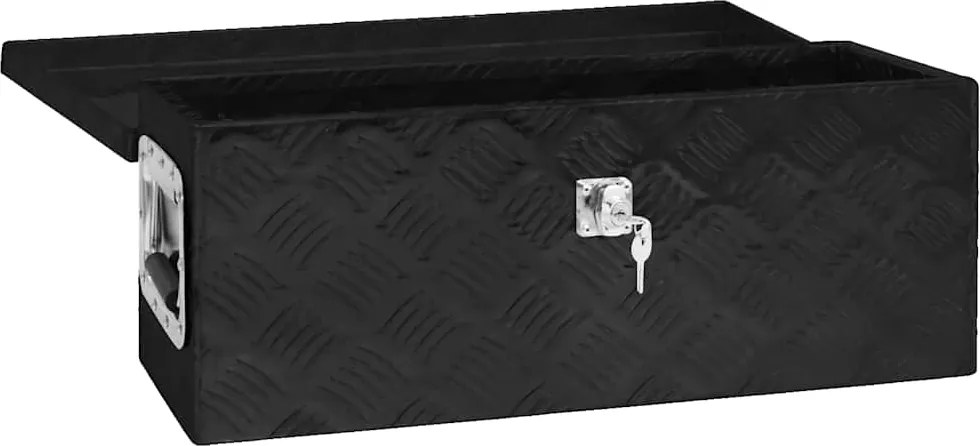 Úložný box černý 60 x 23,5 x 23 cm hliník 152249