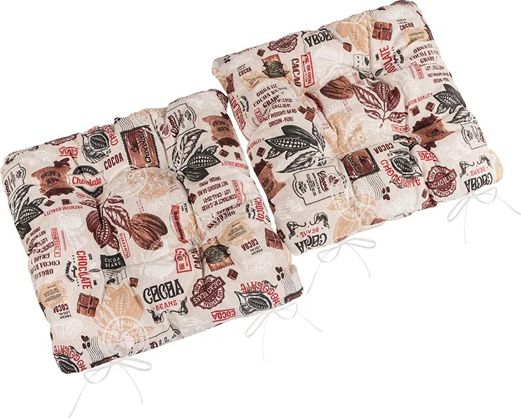 Bellatex Sedák Ema prošívaný - SET 2ks Béžová,Hnědá 40x40 cm