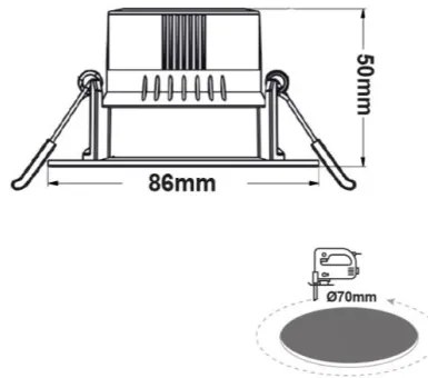 ACA Lighting SMD LED bodovka FALKO 7W/230V/3000K-4000K-6000K/580Lm/IP20/40°, kruhová bílá