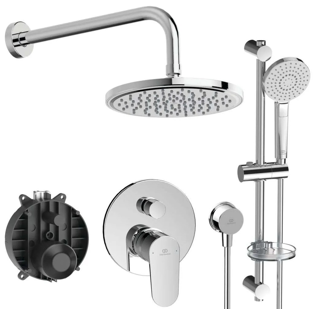 Ideal Standard Cerafine O - Sprchový set s baterií pod omítku, s tělesem, 3 proudy, průměr 20 cm, chrom BD189AA