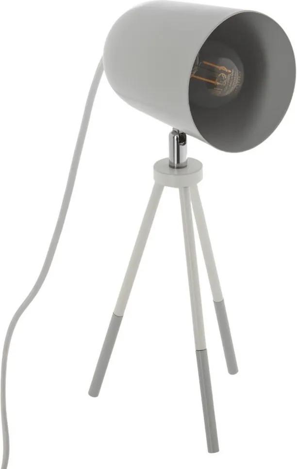 Stolní lampa, stolní lampička, kovová lampa - výška 32 cm, šedá barva