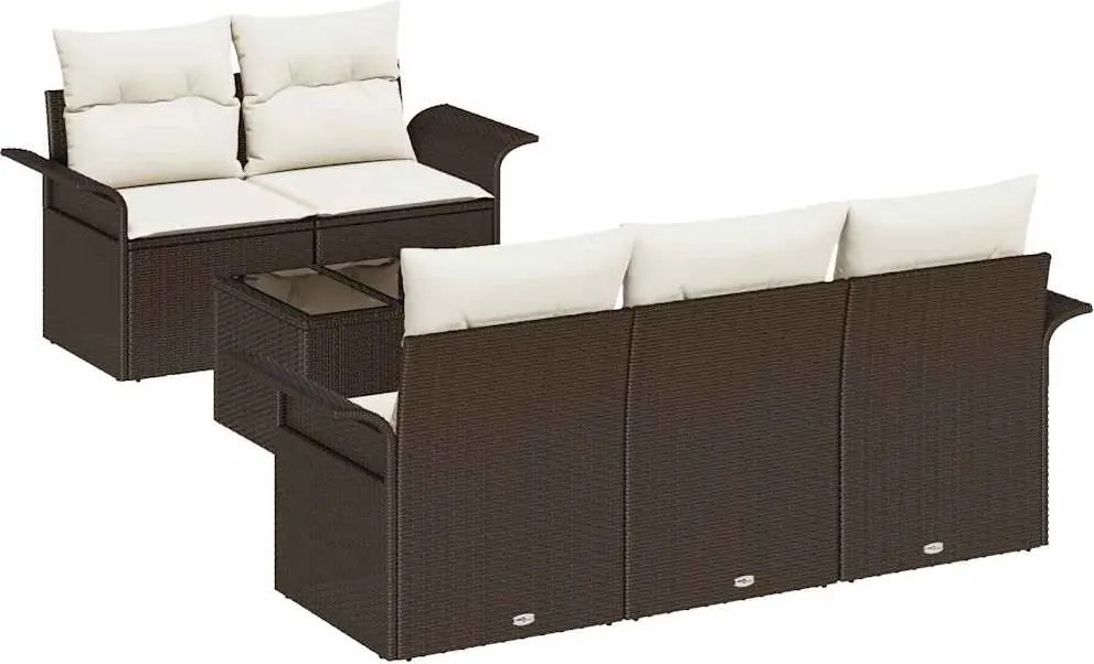 Set pohovek 6 ks Hnědá polyratan 3345238