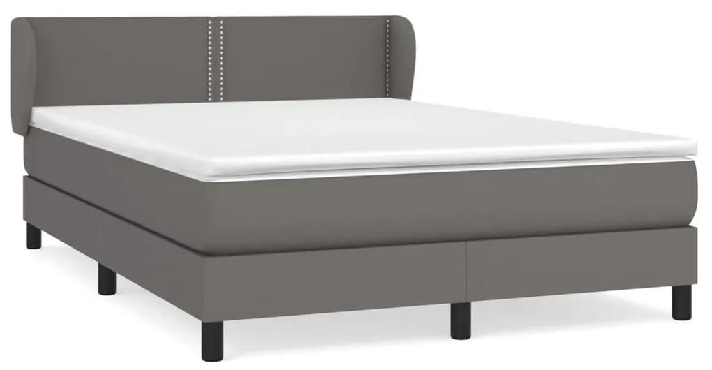 vidaXL Box spring postel s matrací šedá 140x200 cm umělá kůže