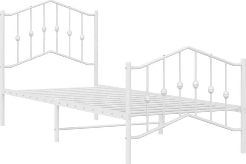 vidaXL Kovový rám postele s hlavovým a nožním čelem 90 x 190 cm [373848] Barva: Černá