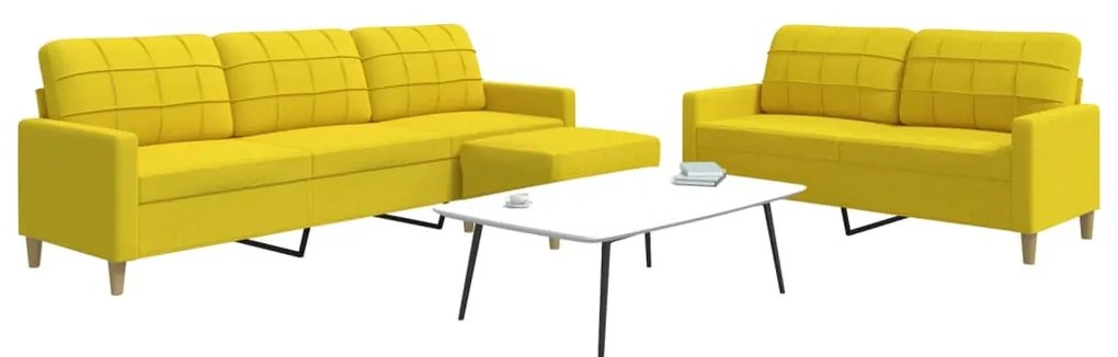 3dílná sedací souprava s podnožkou světle žlutá textil 3278332
