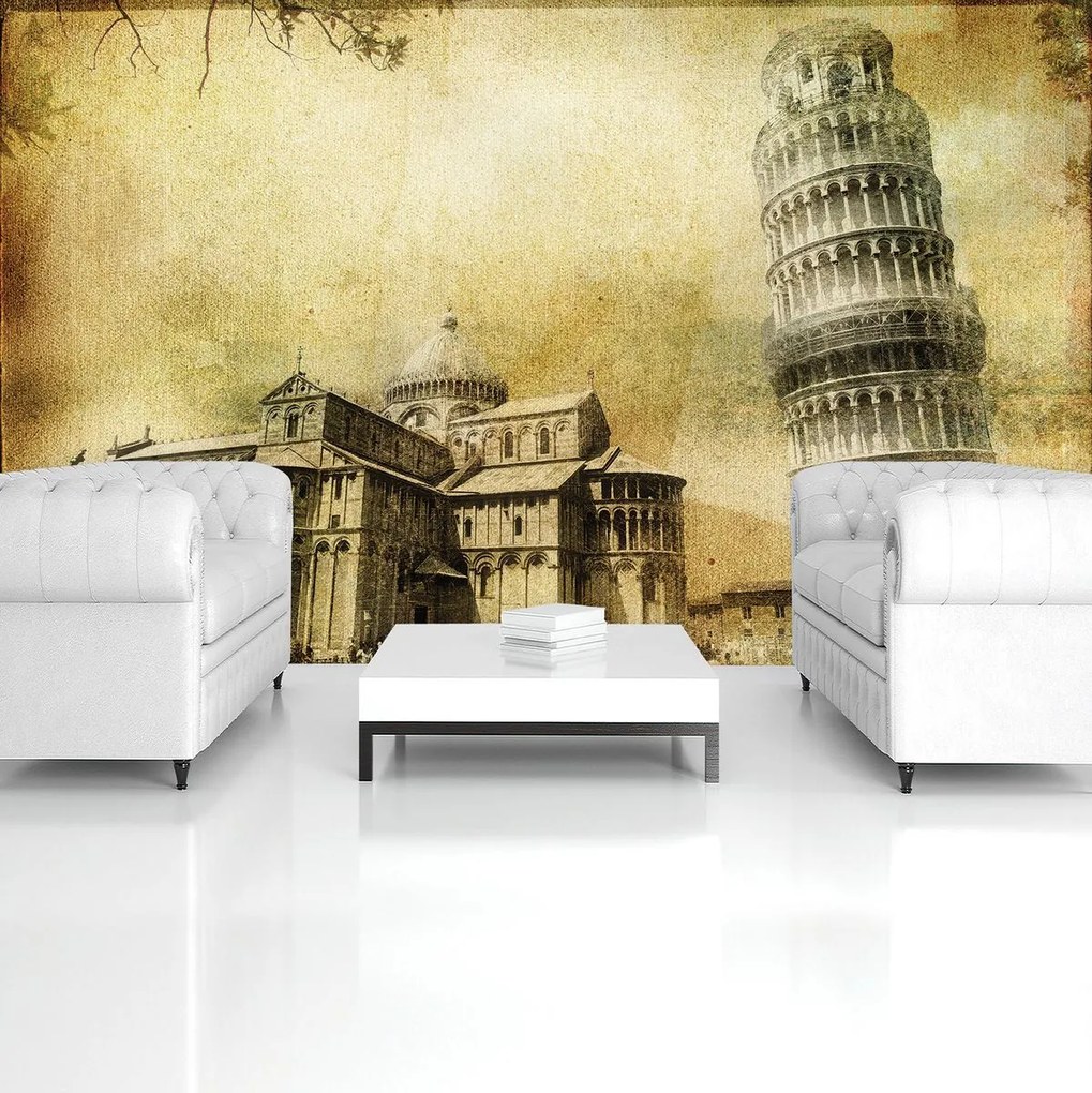 Fototapeta - Vintage Art Pisa City Urban (254x184 cm)