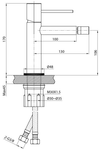 Sapho - Bidetová baterie SOLARIS lesklý chrom