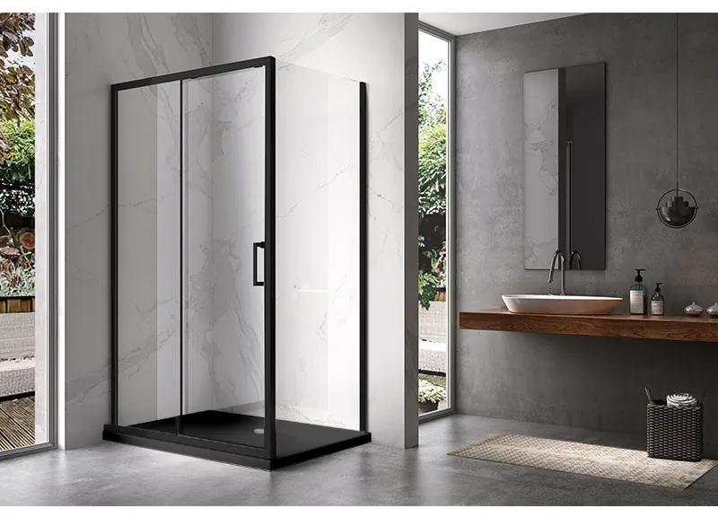 BPS-koupelny Obdélníkový sprchový kout HYD-OK103 90x80 černý/transparent + vanička HYD-OSV-ST03E černá