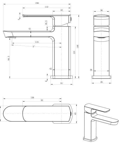 Sapho - Umyvadlová baterie MIXONA 14,8 cm lesklý chrom