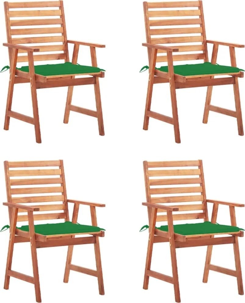 vidaXL Zahradní jídelní židle s poduškami 4 ks masivní akáciové dřevo [3078331] Barva: Vzor listí
