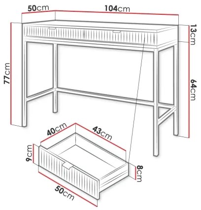 Konzolový stolek NOVA 77x104 cm šedá/černá