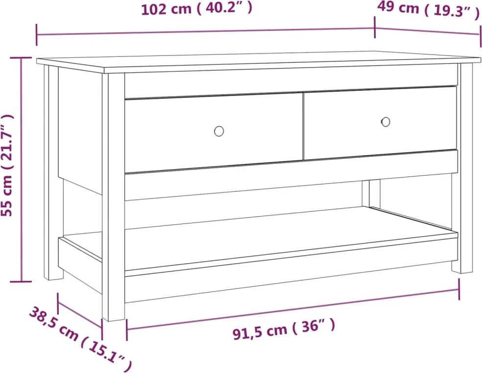 vidaXL Konferenční stolek černý 102 x 49 x 55 cm masivní borové dřevo [820925]