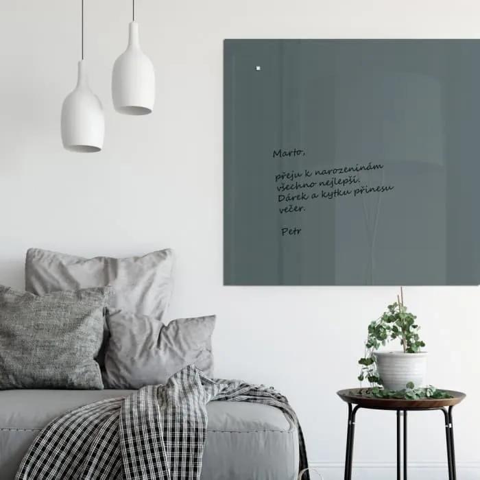 Šedá antracitová skleněná pracovní a kancelářská tabule Smatab® - 48 × 48 cm