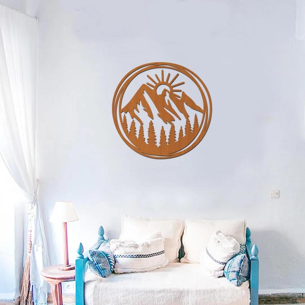 dřevo života Dřevěná dekorace na zeď VÝCHOD SLUNCE Barevný vzor: Bílá, Rozměry Ø: 40