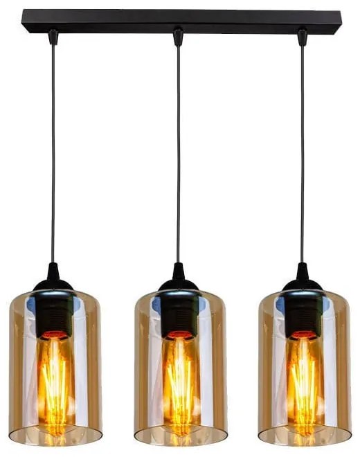 Černé závěsné svítidlo se skleněným stínidlem 10x55 cm Bistro – Candellux Lighting