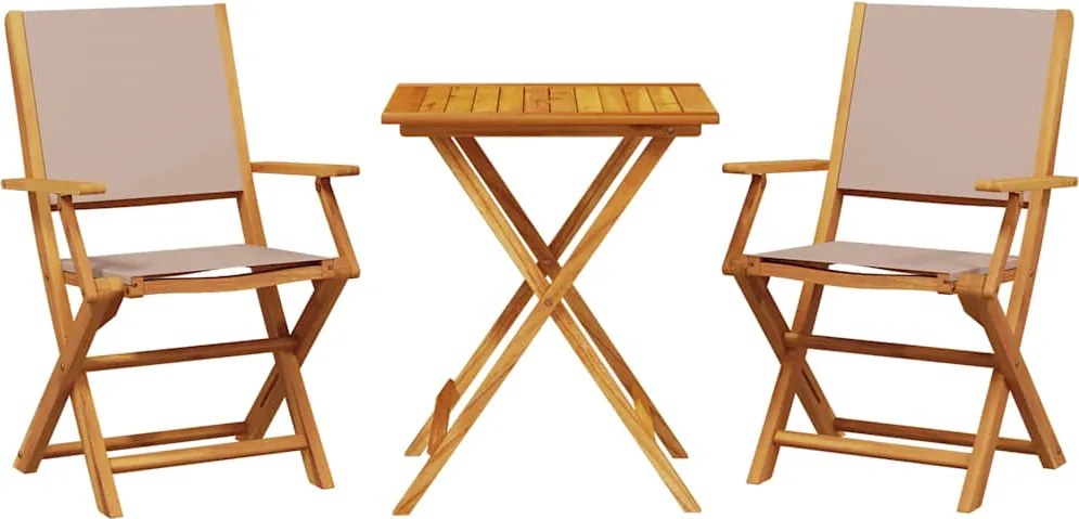 3dílný bistro set taupe textil a masivní dřevo 3281810