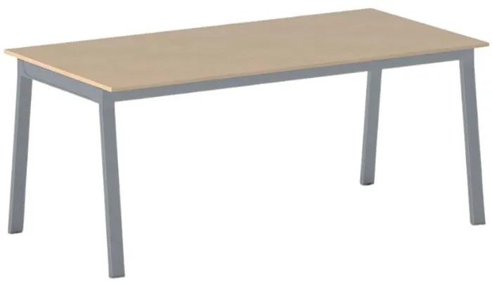 Kancelářský pracovní stůl PRIMO BASIC, šedostříbrná podnož, 1600 x 800 mm, ořech