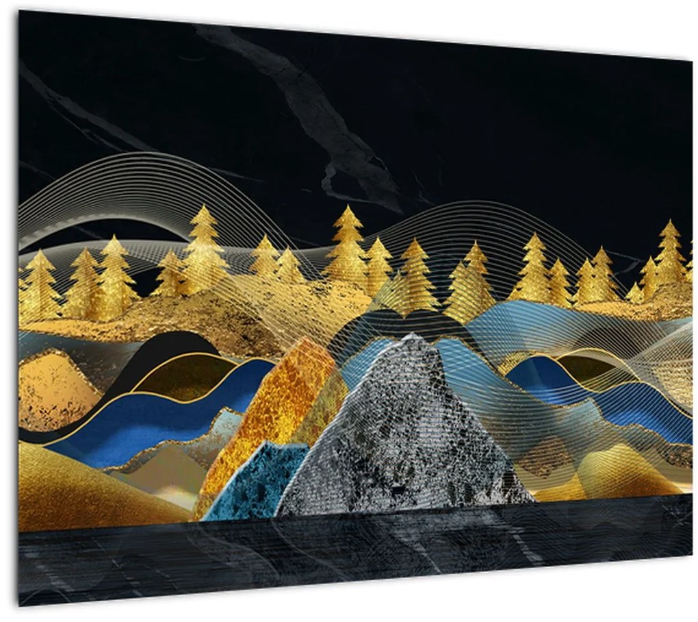 Skleněný obraz - Zlaté hory (70x50 cm)