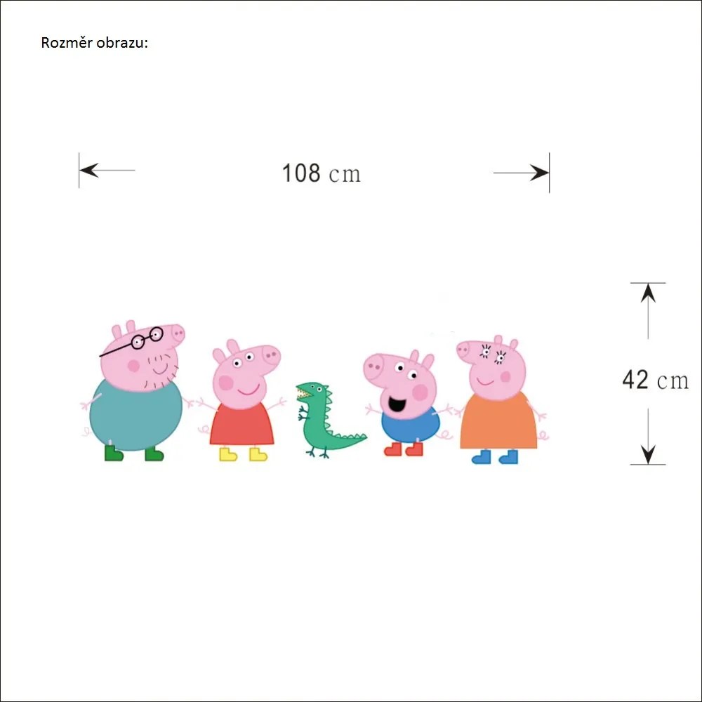 Živá Zeď Samolepka na zeď Prasátko Pepina s rodinou