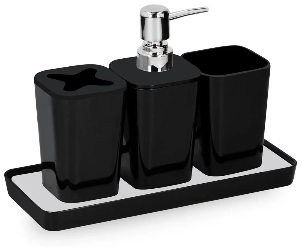EDCO Sada koupelnových doplňků, černá, 4 ks