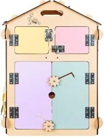 Montessori Activity board domeček naturální pastel
