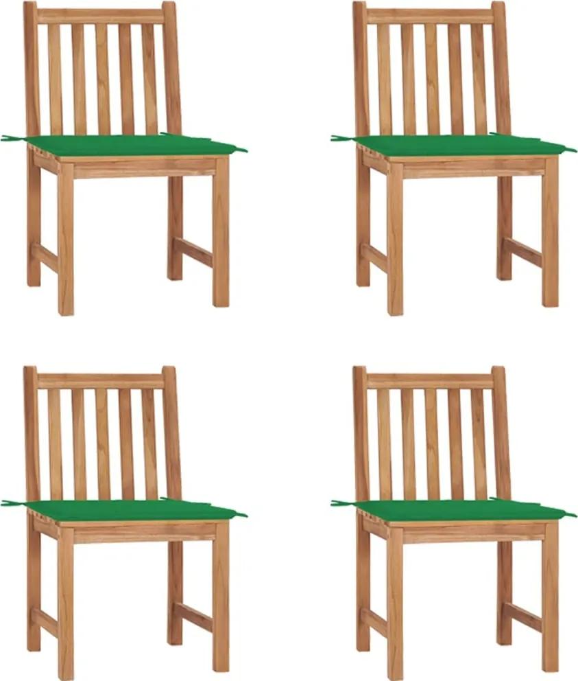 vidaXL Zahradní židle 4 ks s poduškami masivní teak [3073090] Barva: Šedá