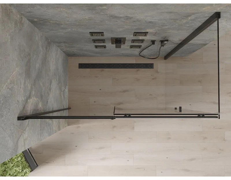 Mexen Omega sprchový kout 140x80cm, 8mm sklo, černý profil-čiré sklo, 825-140-080-70-00