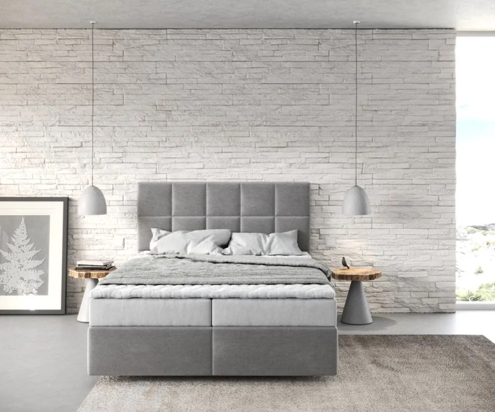 Boxspring postel Dream-Fine 140x200 cm mikrovlákno šedá s matrací