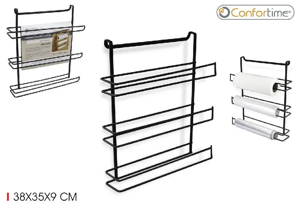 CONFORTIME Závěsný organizér na alobal, folii a kuchyňské utěrky, černý kov CANTE BY01011074740