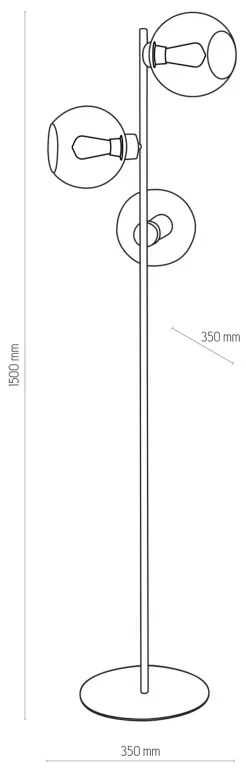 TK LIGHTING Stojací lampa - CUBUS 5239, Ø 35 cm, 230V/15W/3xE27, grafit/černá