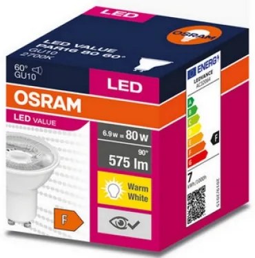 LED žárovka GU10 PAR16 OSRAM 6,9 (80W) teplá bílá (2700K) reflektor 60°