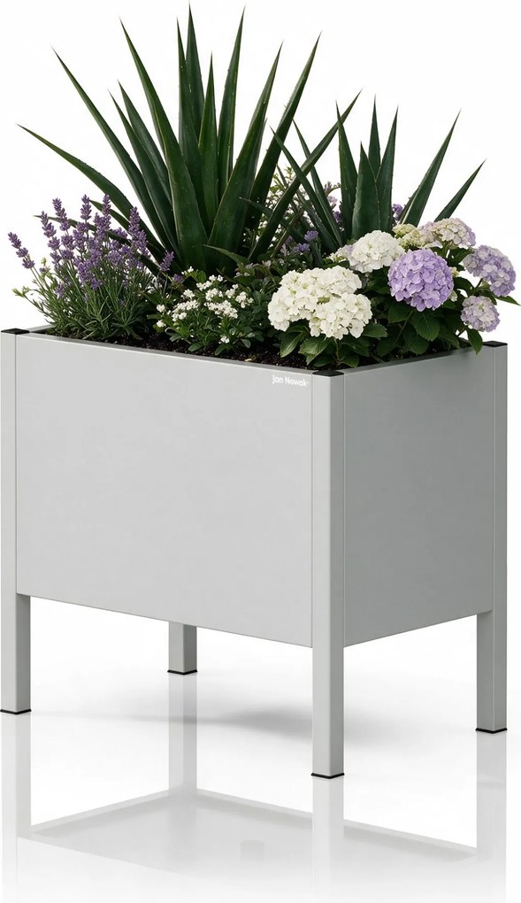 Malý šedý kovový kryt na květináč: DAISY 400 x 350 x 250 mm