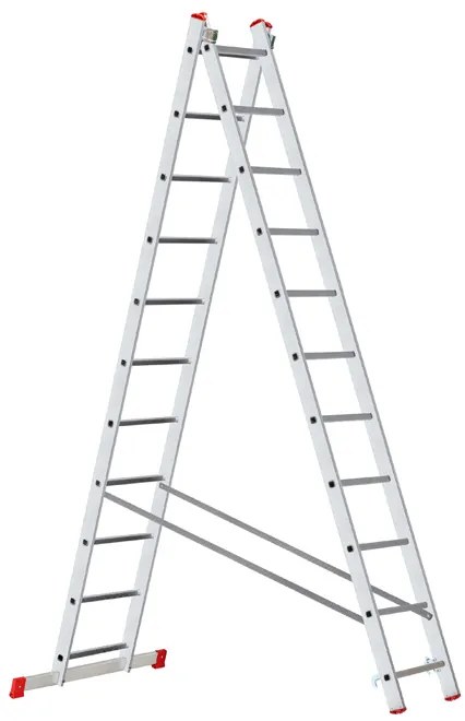 Hliníkový dvoudílný výsuvný žebřík VENBOS HOBBY, 2x11 příček, 5,06 m