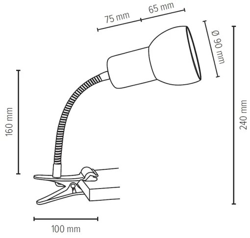 Spot-Light 2224174WF - Lampa s klipem SVENDA 1xE27/60W/230V