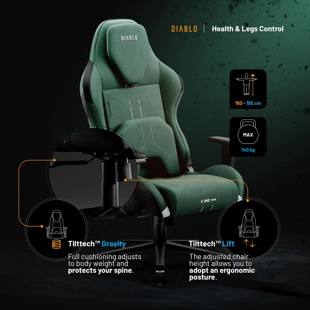 Herní židle zelené Normal Size: Diablo X-One Prime Forest Green