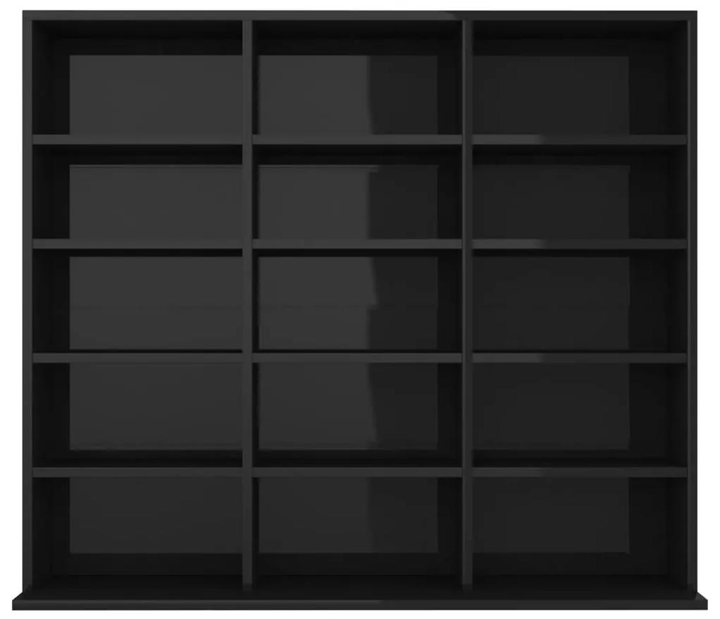 vidaXL Skříňka na CD černá s vysokým leskem 102x23x89,5 cm dřevotříska