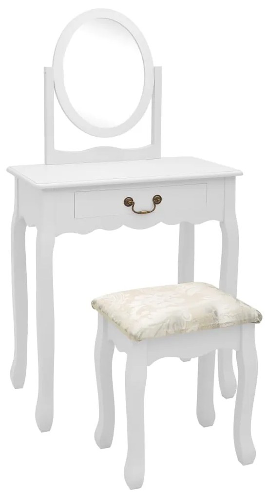 Toaletní stolek Farben se stoličkou - pavlovnia - 65x36x128 cm | bílý