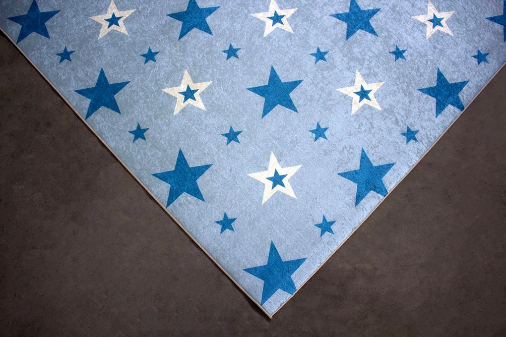 BE Koberec Porte 8461 BLUE - modrý obdélníkový, hvězdy Rozměr: 50x80 cm