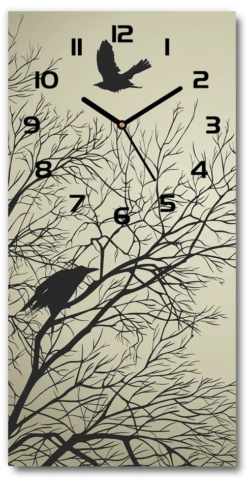 Wallmuralia Nástěnné hodiny tiché Vrány na stromě 30x60 cm