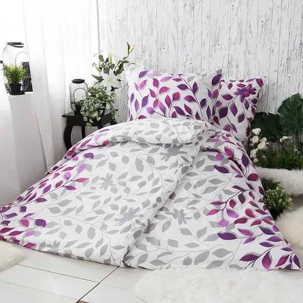 XPOSE ® Bavlněné povlečení na dvě lůžka IVANKA - fialová 140x200, 70x90