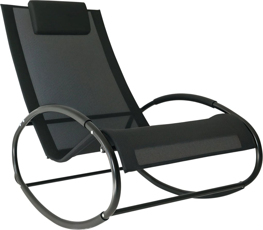 Houpací křeslo Outsunny s nulovou gravitací, ergonomické houpací křeslo s polstrováním a prodyšnou tkaninou pro použití uvnitř a venku, šedé, 105x62x8