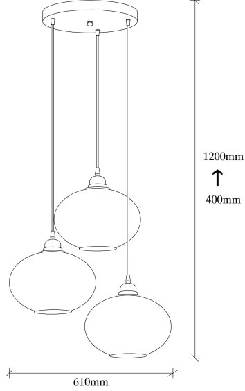 Lustr na lanku SMOKED 3xE27/40W/230V
