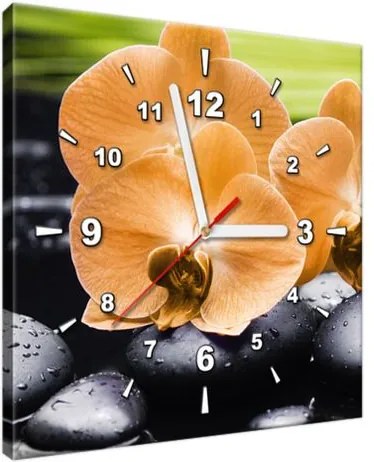 Tištěný obraz s hodinami Oranžová orchidej 30x30cm ZP1713A_1AI