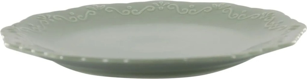 Zelený porcelánový jídelní talíř s krajkou Provence lace verte - Ø 27 cm